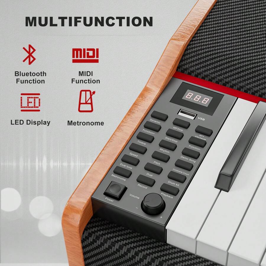 UMOMO UMO-713 88 Key Weighted Keyboard Piano with Thick Triangular ...