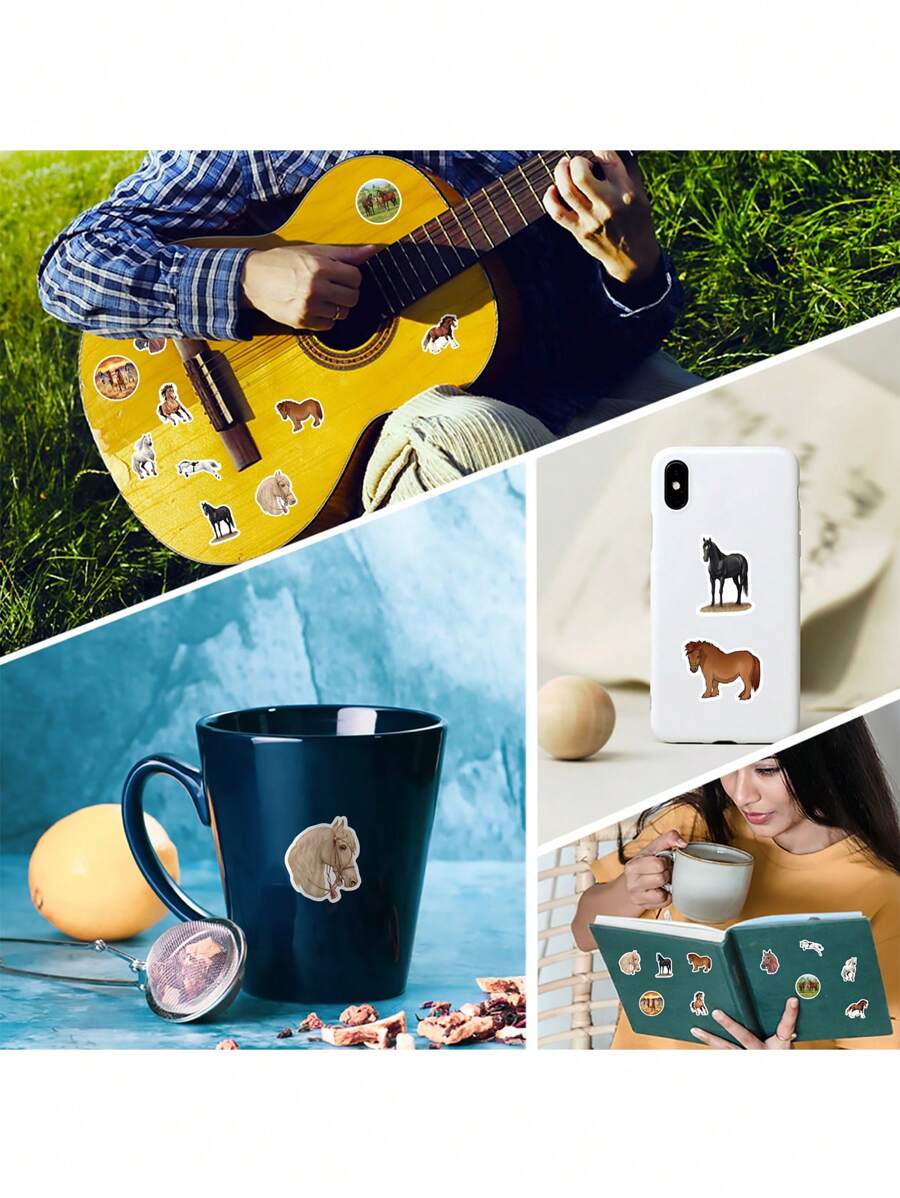 500PCS Horse Realistic Sticker Roll, Horse Aesthetic Stickers for Water ...