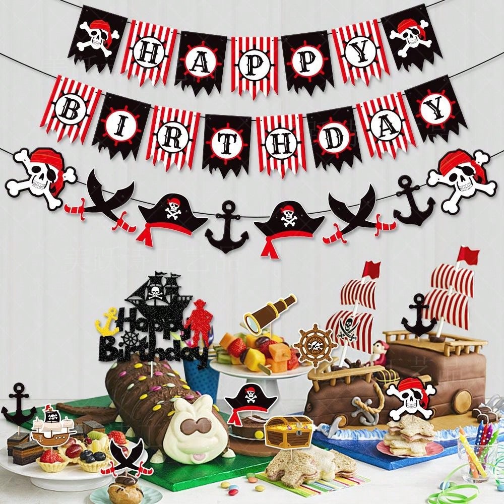 Pirate Theme Birthday Party Decoration Set For Crusie Ship, Pirate Flag ...