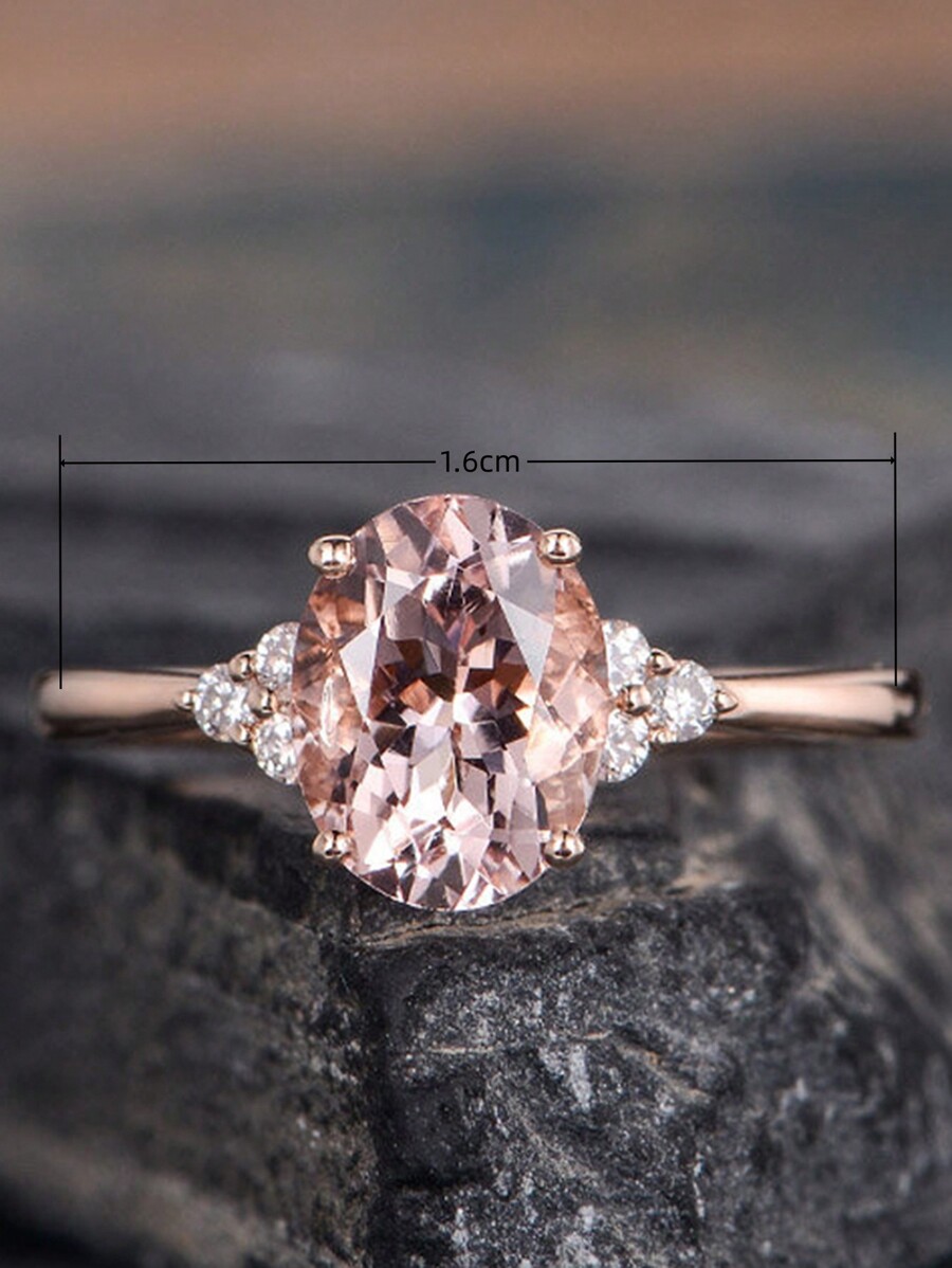 Elegant Promise Ring, Double Oval Shape, Pink Gemstone Engagement Ring ...