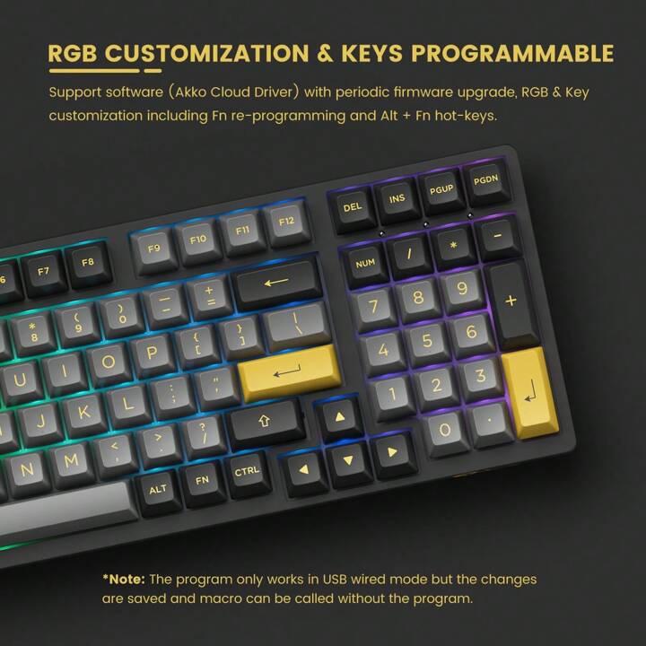 Akko 3098B Hot-swappable Mechanical Keyboard with RGB Backlight, PBT ...