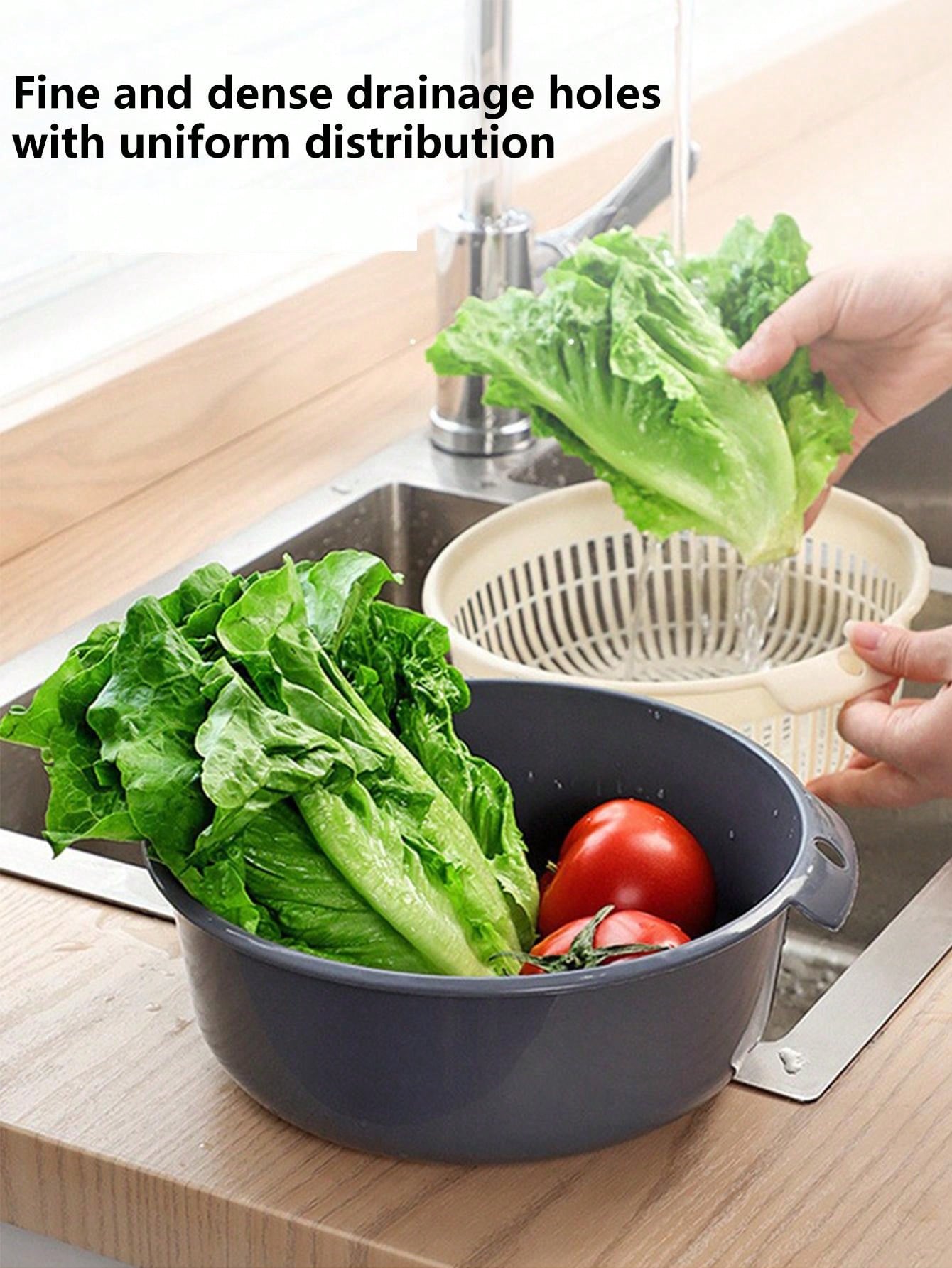 6-in-1 Double Layer Plastic Vegetable Washing Basket, Fruits Strainer ...