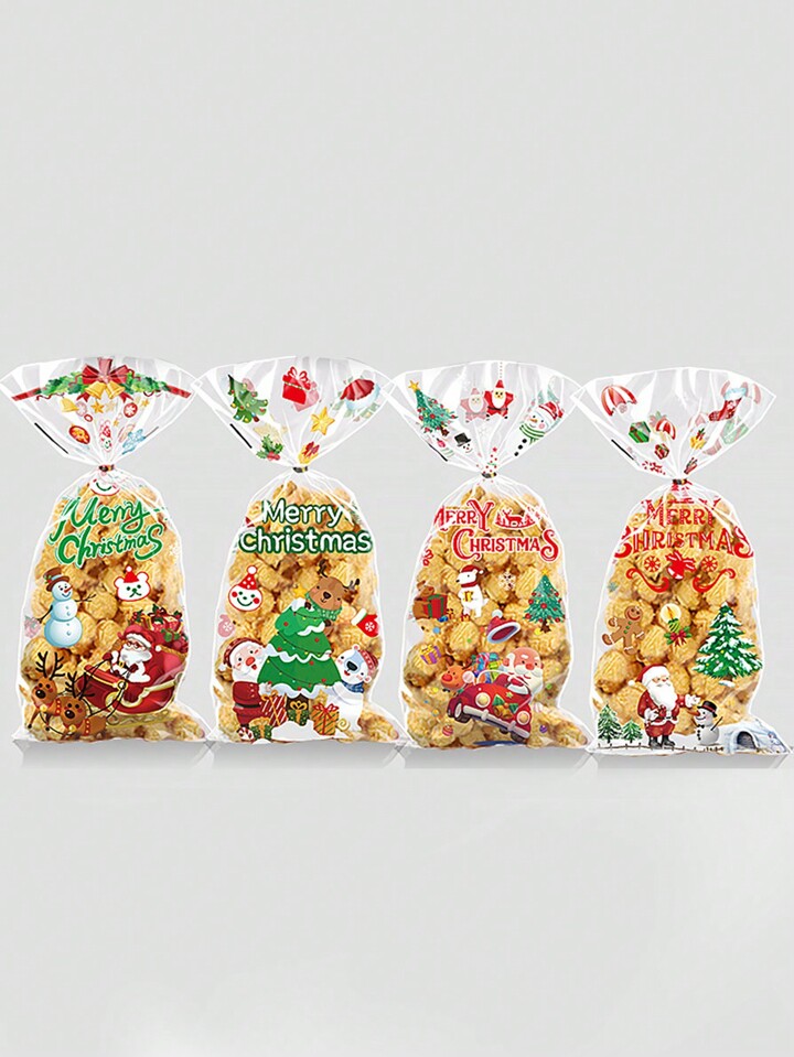 50pcs Christmas-themed Opp Gift Bag For Cookie, Biscuit, Candy ...