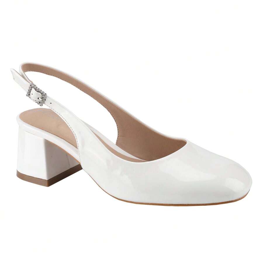 BELOVELY【Nicole-1】Women's Slingback Patent Square Toe Ankle Strap ...