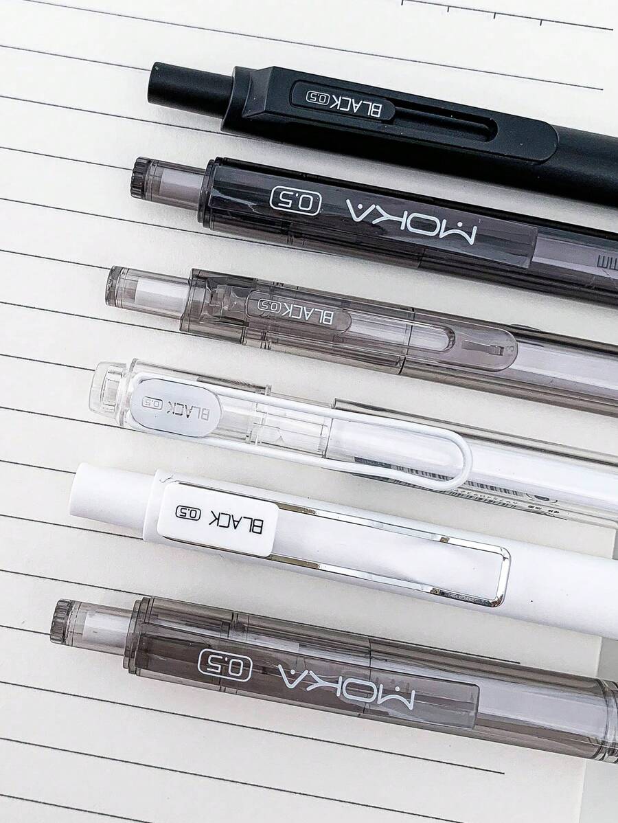 MOKA 5pcs High-end Transparent Solid Color Retractable Ballpoint Pens ...