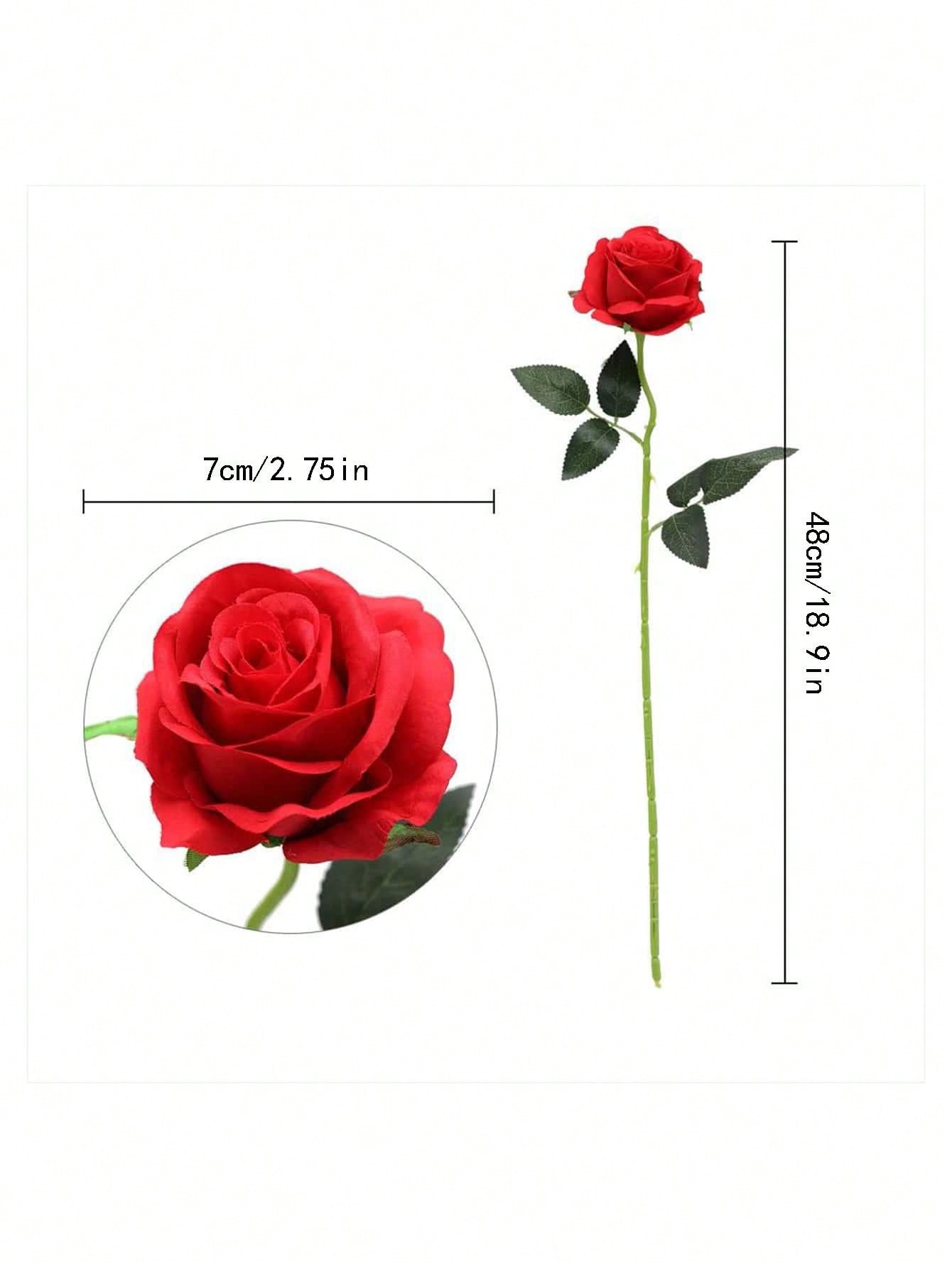 10 Pcs Fake Red Rose Artificial Flowers Bulk, Real Touch Silk ...