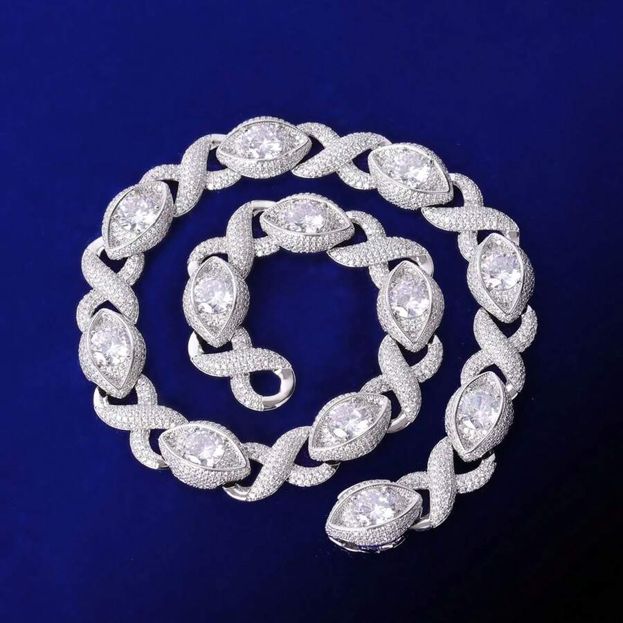 Prong Chain Iced Out Infinity Necklace for Men Choker Plated Jewelry ...
