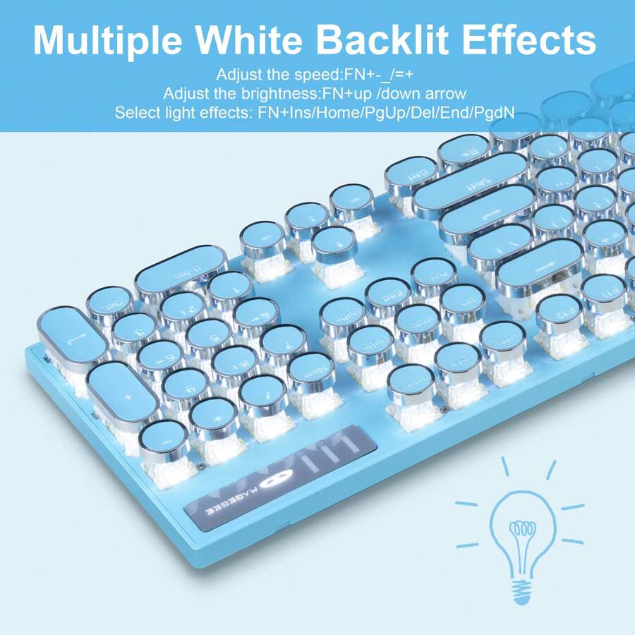 MageGee Typewriter Style Mechanical Gaming Keyboard with Removable ...