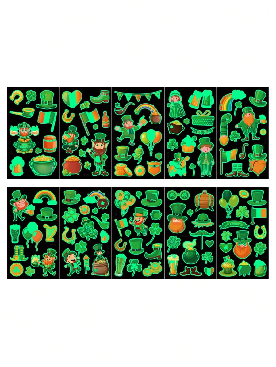 10 Upplysande St. Patrick's Day Temporära Tatueringar , Vattentät ...