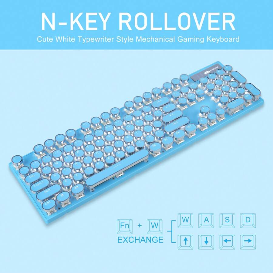 MageGee Typewriter Style Mechanical Gaming Keyboard with Removable ...