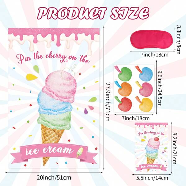 Pin The Cherry On The Ice Cream Game Juegos De Fiesta De Cumpleaños ...