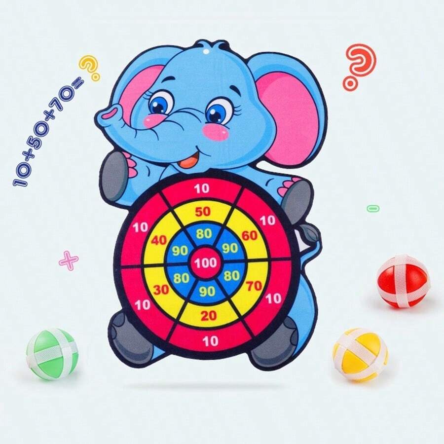 1 Set Cartoon Elephant Sticky Ball Dart Target Board For Kids With 3 ...
