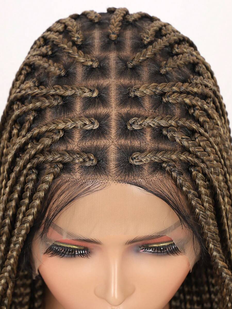 37 Inches Full Double Lace Front Knotless Box Braided Wigs with Baby ...