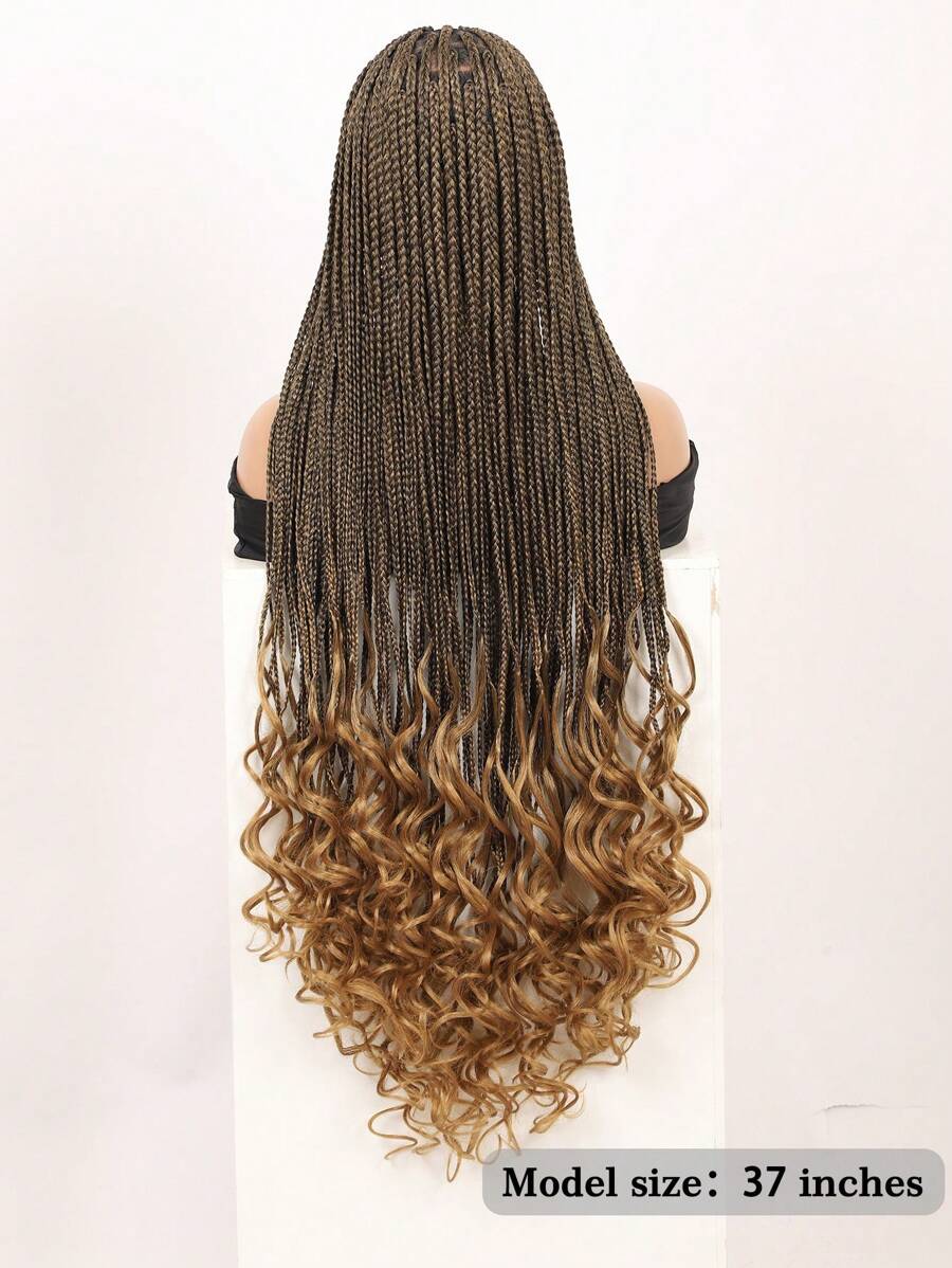 37 Inches Full Double Lace Front Knotless Box Braided Wigs with Baby ...