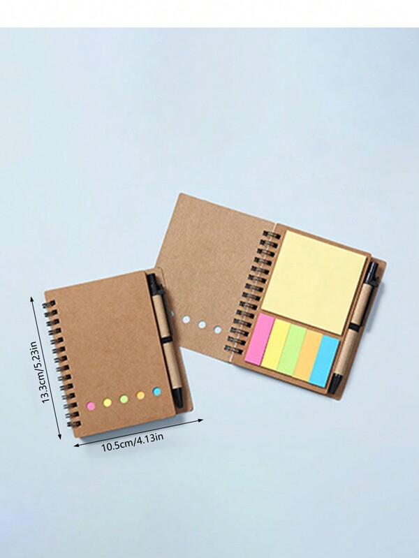 1set Kraft Paper Notebooks Combination, Including Sticky Notes, Memo ...
