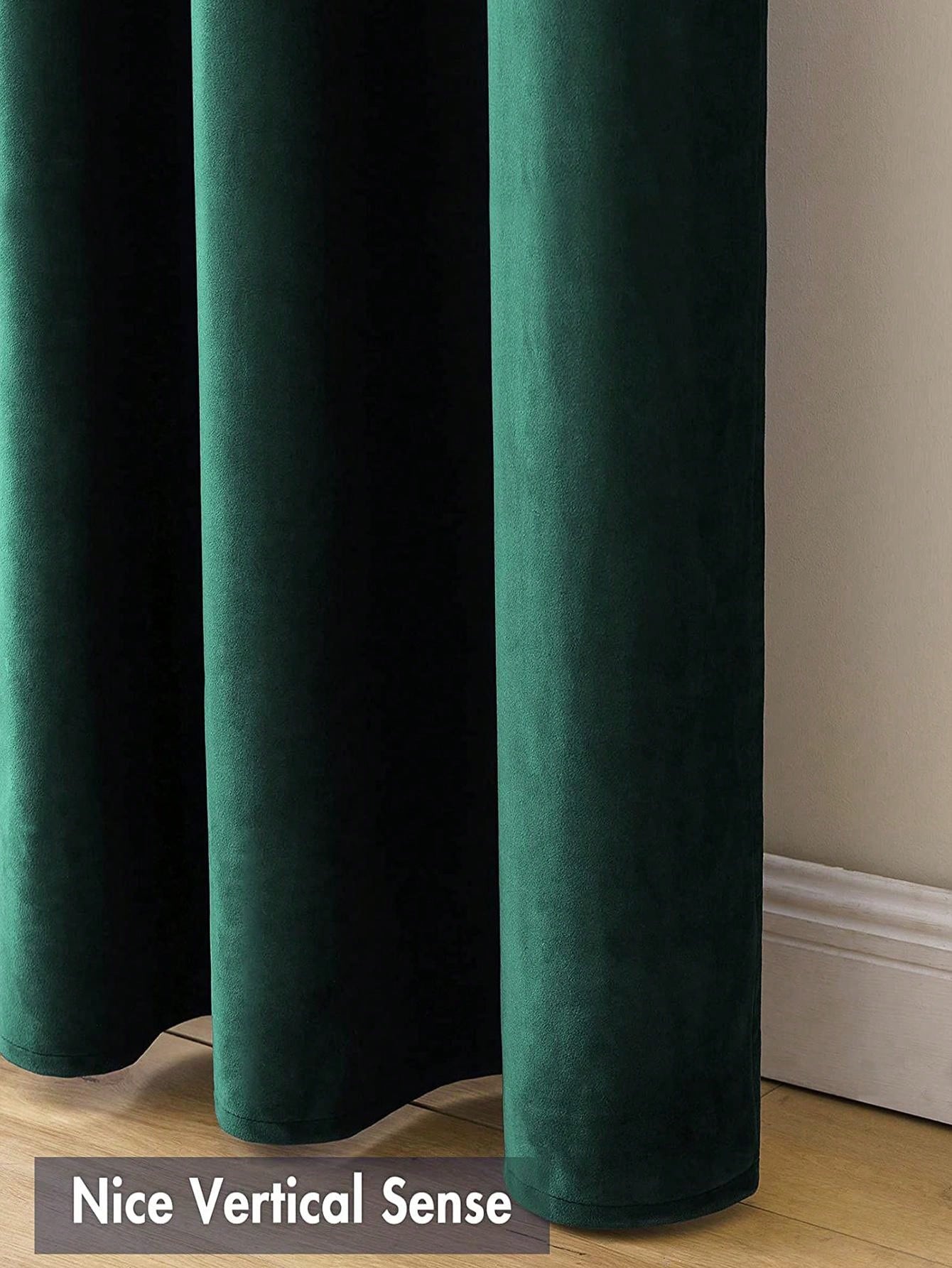 Solid Color Single Panel Blackout Curtain, Dark Green Polyester Curtain ...