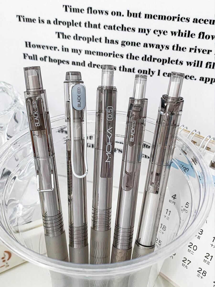 MOKA 5pcs Premium Retractable Ballpoint Pens With Black 0.5mm Refill ...