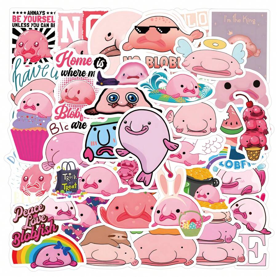 60pcs/pack Blobfish Graffiti Waterproof Stickers For Luggage, Water ...