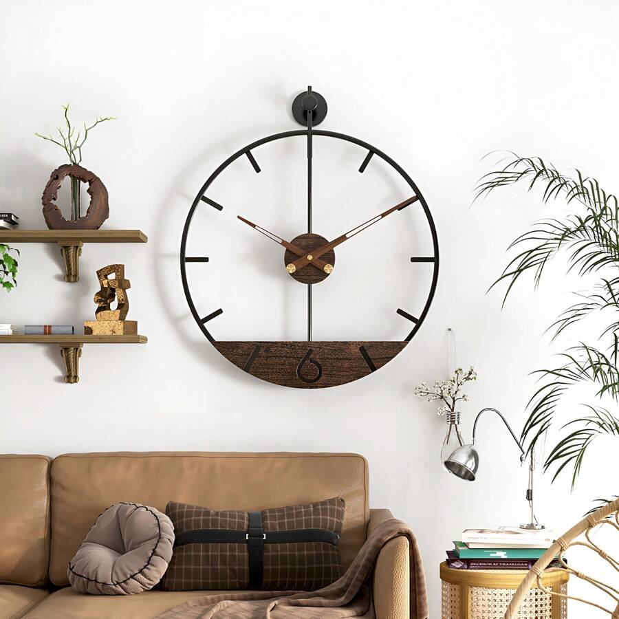 Lifevilion 20 inch/50cm Iron Wall Clock Big Size 3D Nordic Metal Round ...