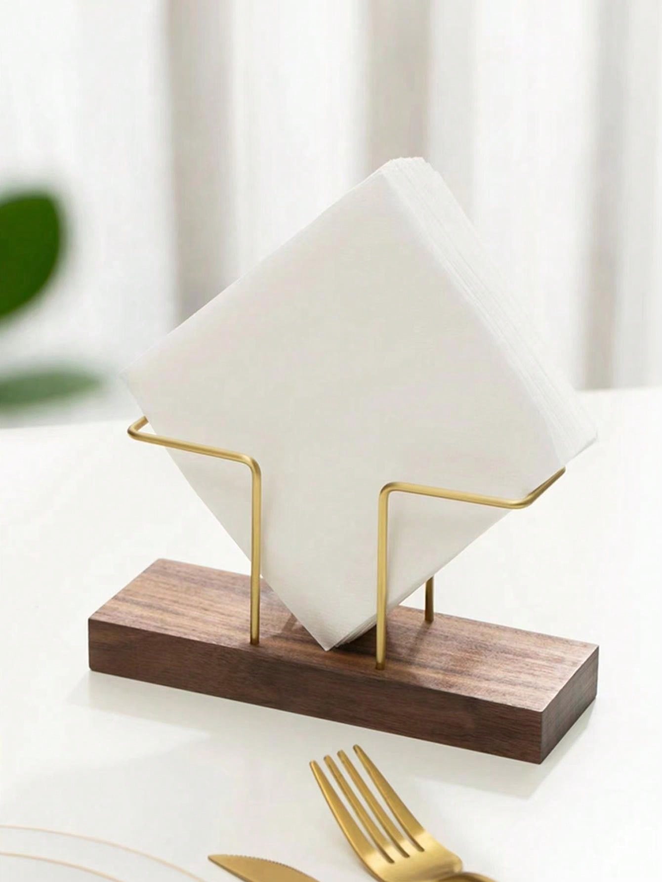 1pc Walnut/juglans Regia Wood & Metal Desk Tissue Holder, Modern ...