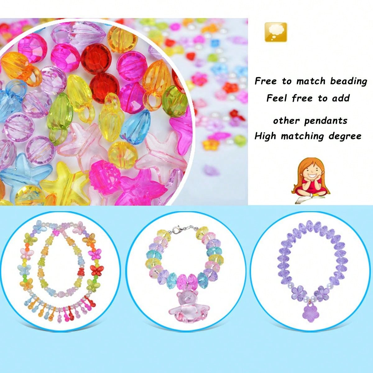 Bead Stringing Kit Diy Handmade Acrylic Beaded Necklace Making Set ...