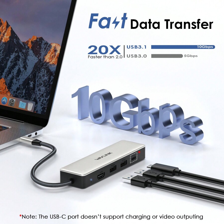 תחנת עגינה 6-IN-1 USB C, USB C ל-HDMI תחנת עגינה עם 2x10Gbps USB3.1-A, 10Gbps USB3.1-C, 4K HDMI ...