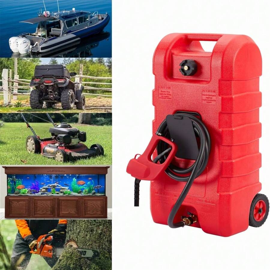 Extra Long Hose,15 Gallon Fuel Caddy Tank With Manual Transfer Nozzle ...