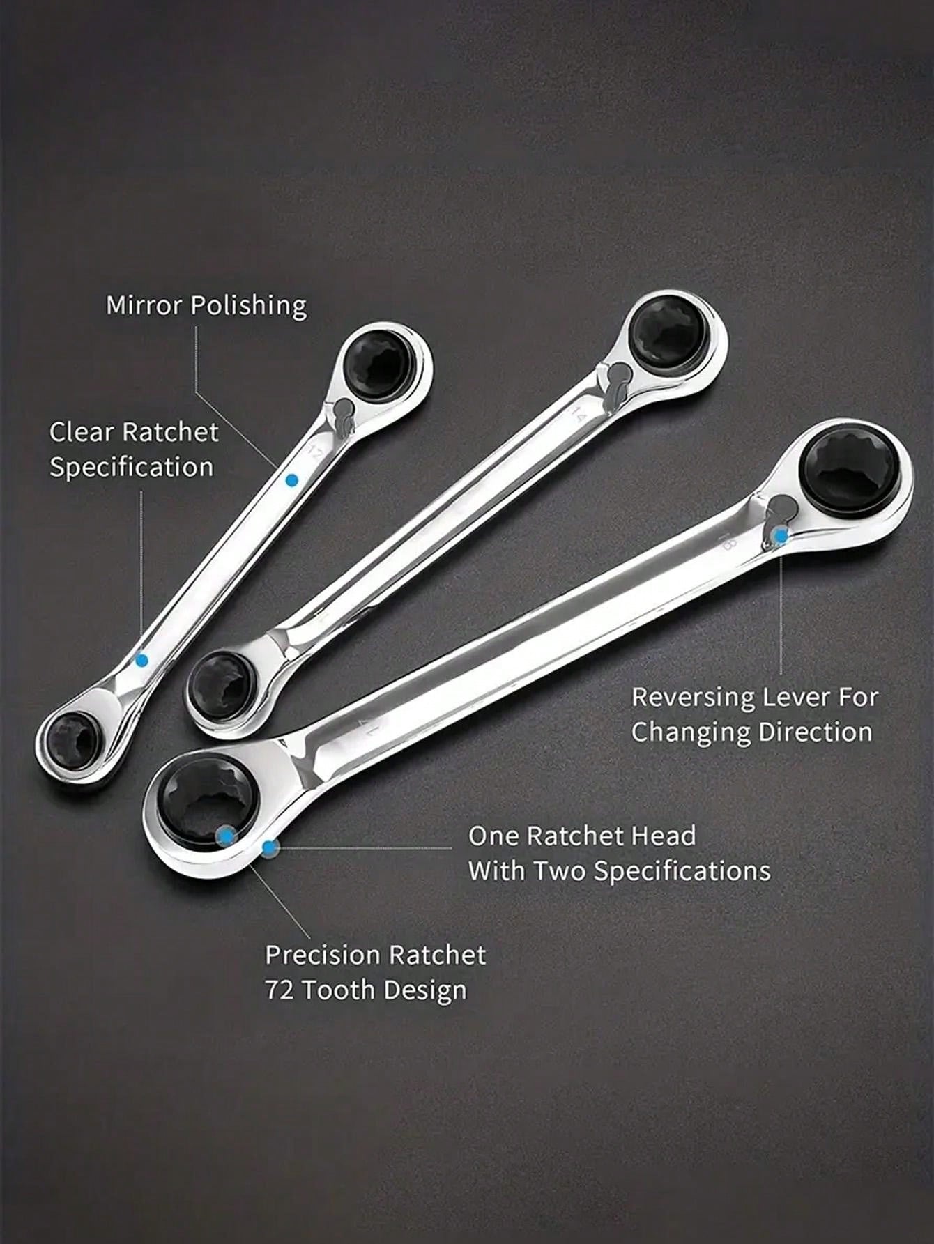 Double Head Reversible Ratchet Wrench Set Plum Quick Ratchet Wrench ...