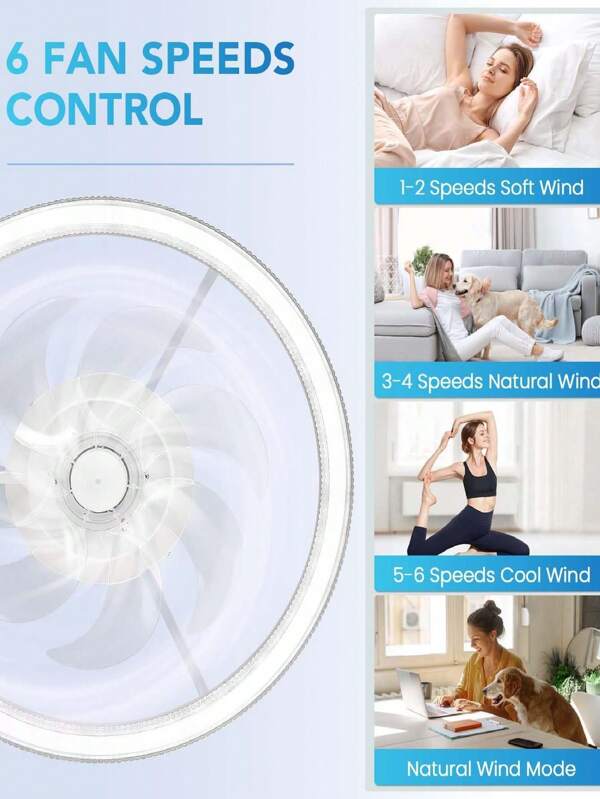 Modern 20" Low Profile Ceiling Fan With LED Lights - Remote Controlled ...