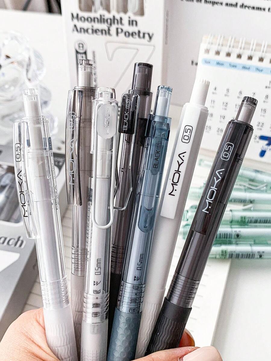 MOKA 5pcs High-end Transparent Solid Color Retractable Ballpoint Pens ...