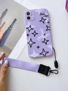 1pc Purple Patterned Tpu Shockproof Phone Case & 1pc Landmine Buckle ...