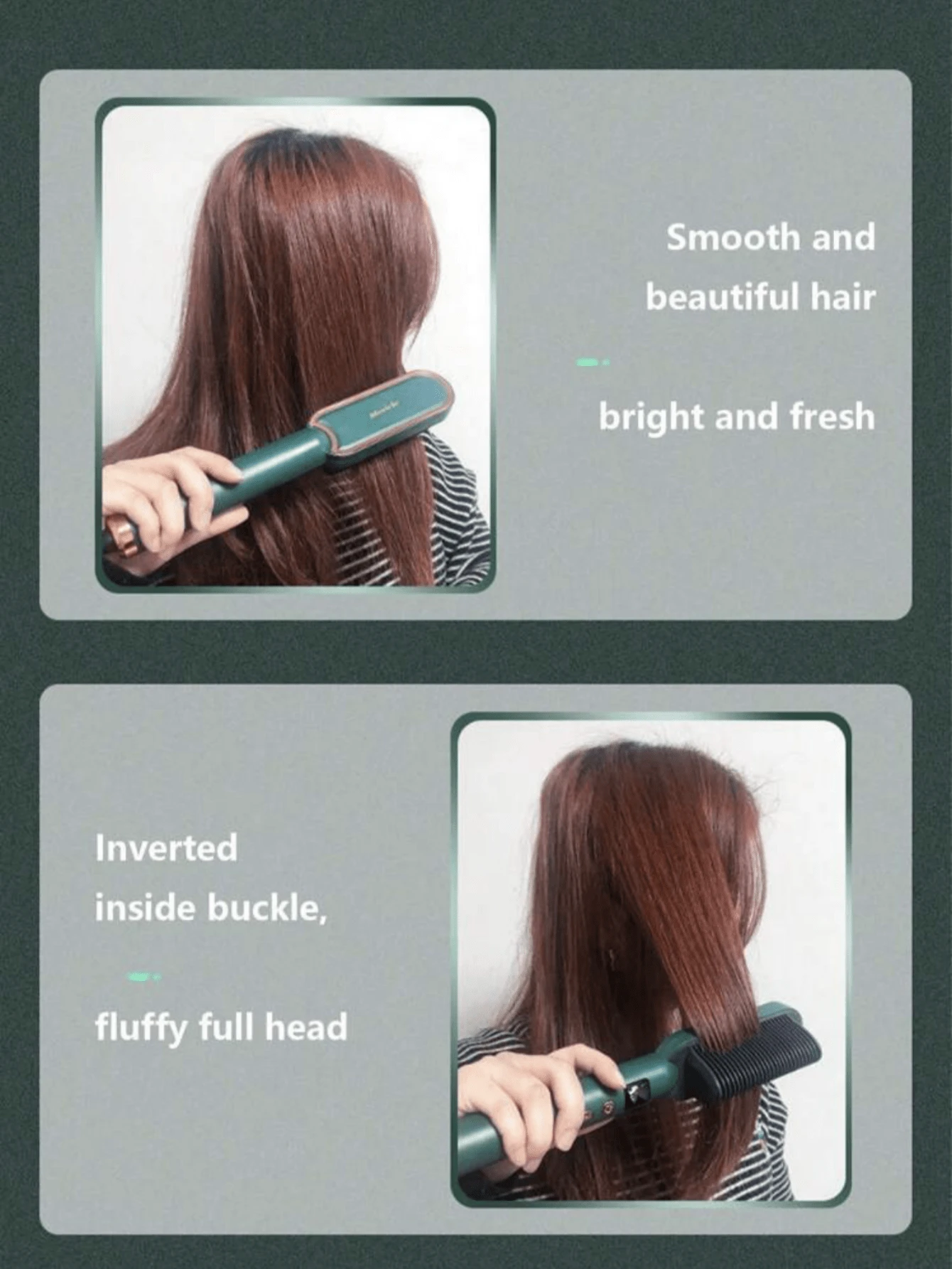 Hair Straightener Comb Brush 2-in-1 Electric Straight Hair Curling ...