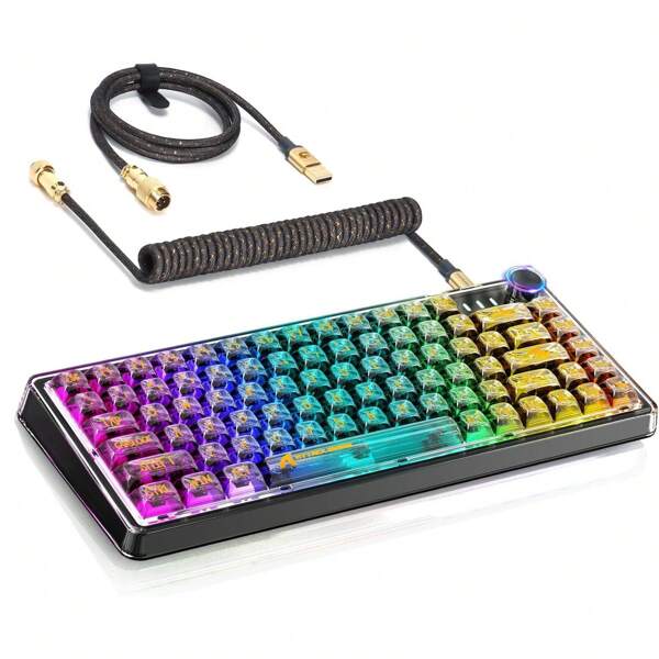 ATTACK SHARK K75 mechanical keyboard-Black Transparent Glass Switch ...