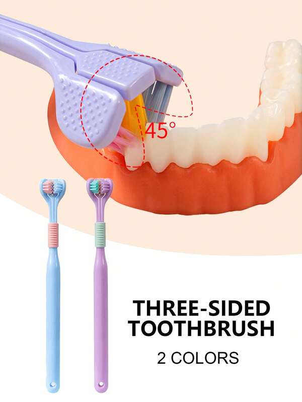 Blue 3d Triangular Toothbrush With Pbt Ultra Fine Bristles For Adults ...