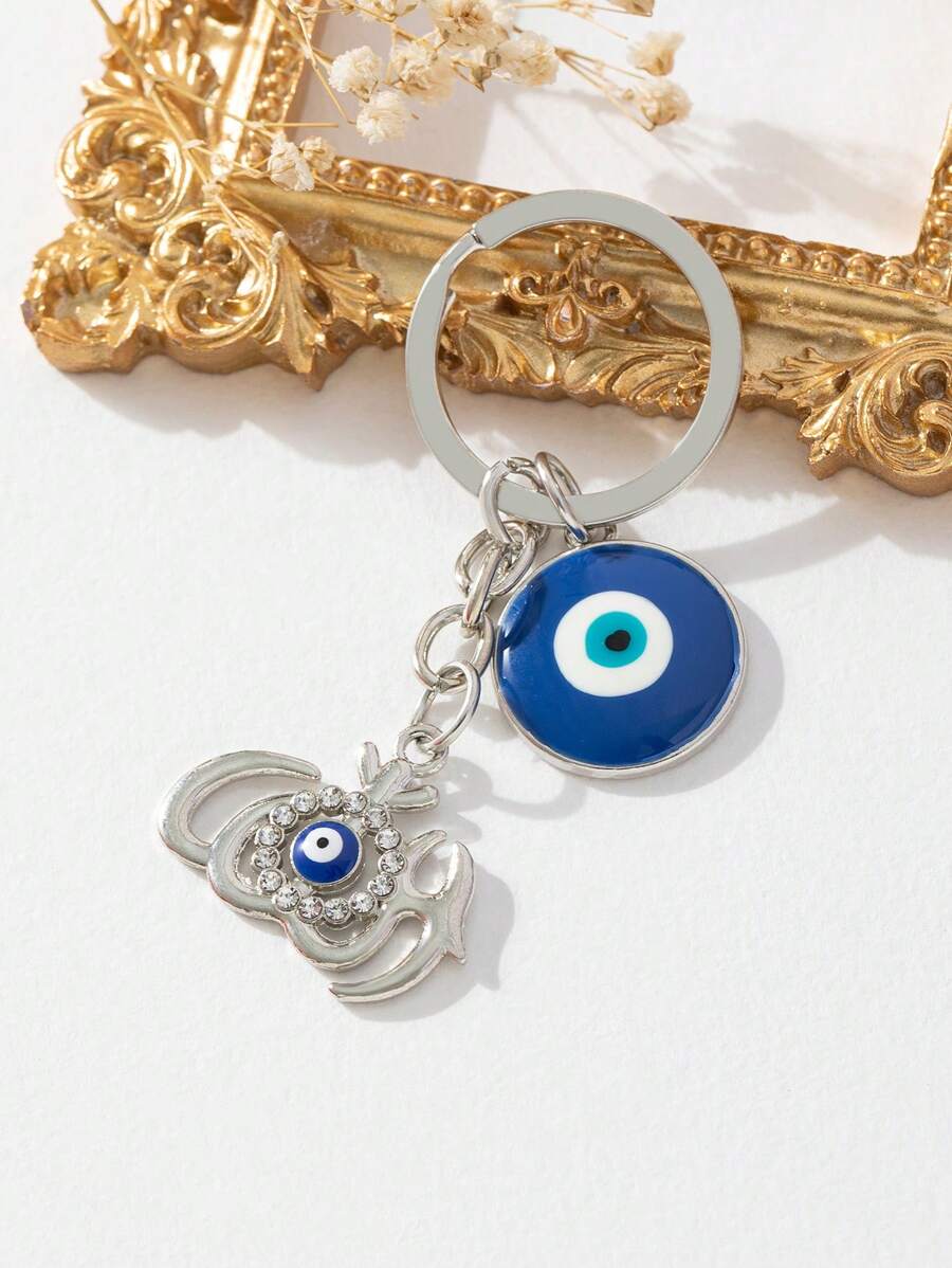 1pc Evil Eye & Eye Talisman Safety Keychain, Vintage Style Personality ...