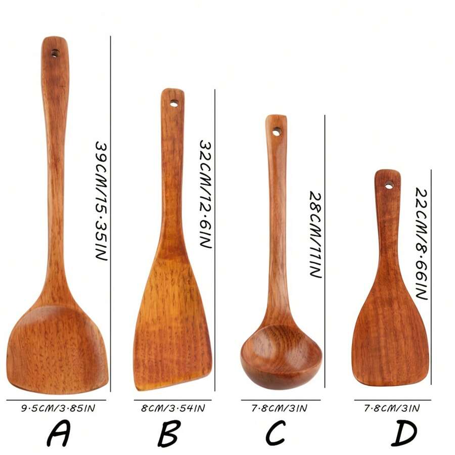 1pc/4pcs Wooden Spatula Set Suitable For Non-stick Pans, Heat-resistant ...