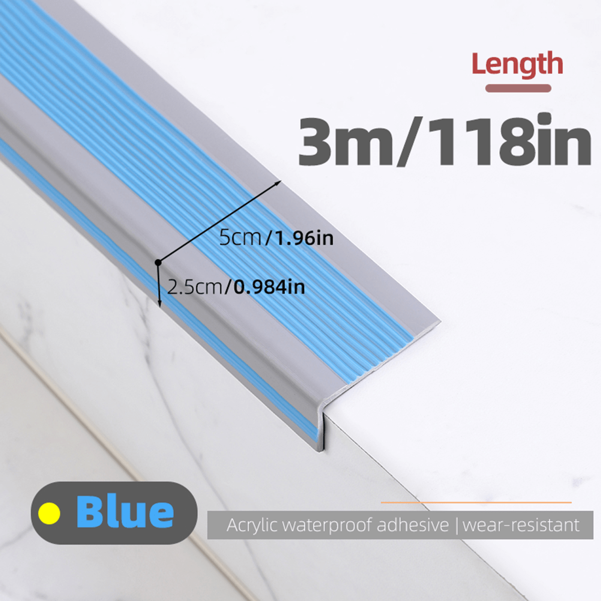 1 Roll 3m Self-adhesive Stair Anti-slip Strip, Pvc Material, L Shape ...