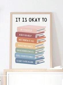 SURELIFE Boho It Is OK To Feel Books Educational Poster Wall Art Canvas ...