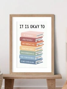 SURELIFE Boho It Is OK To Feel Books Educational Poster Wall Art Canvas ...