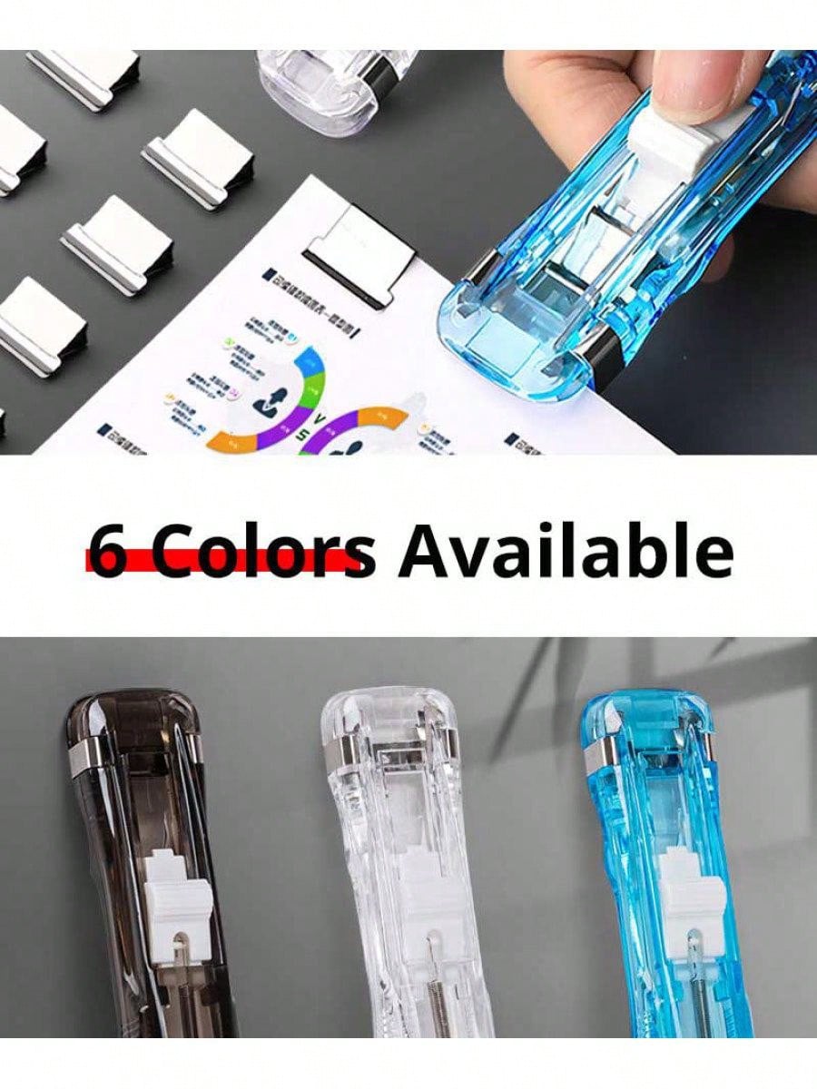 Mini Traceless Reusable Hand Clamp Push Stapler Paper Book File Office ...