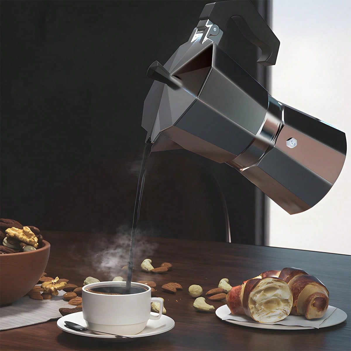 12 Cups Mocha Stove Espresso Machine For Gourmet Espresso, Octagonal ...