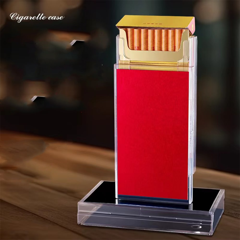 Women's Cigarette Case For 20 Slim Size Cigarettes, Transparent Sliding ...