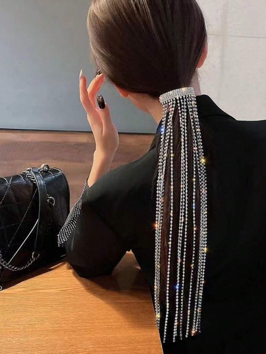 1 Pièce Accessoire De Cheveux Brillant Avec Strass Et Gland, Avec Une ...