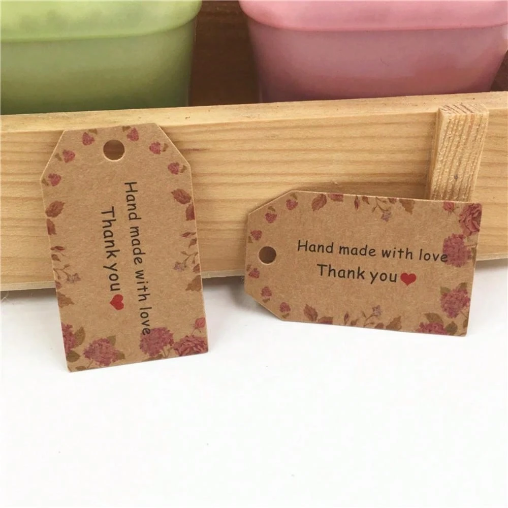 100pcs Handmade Paper Gift Tag With Thank You Message For Gift Wrapping ...