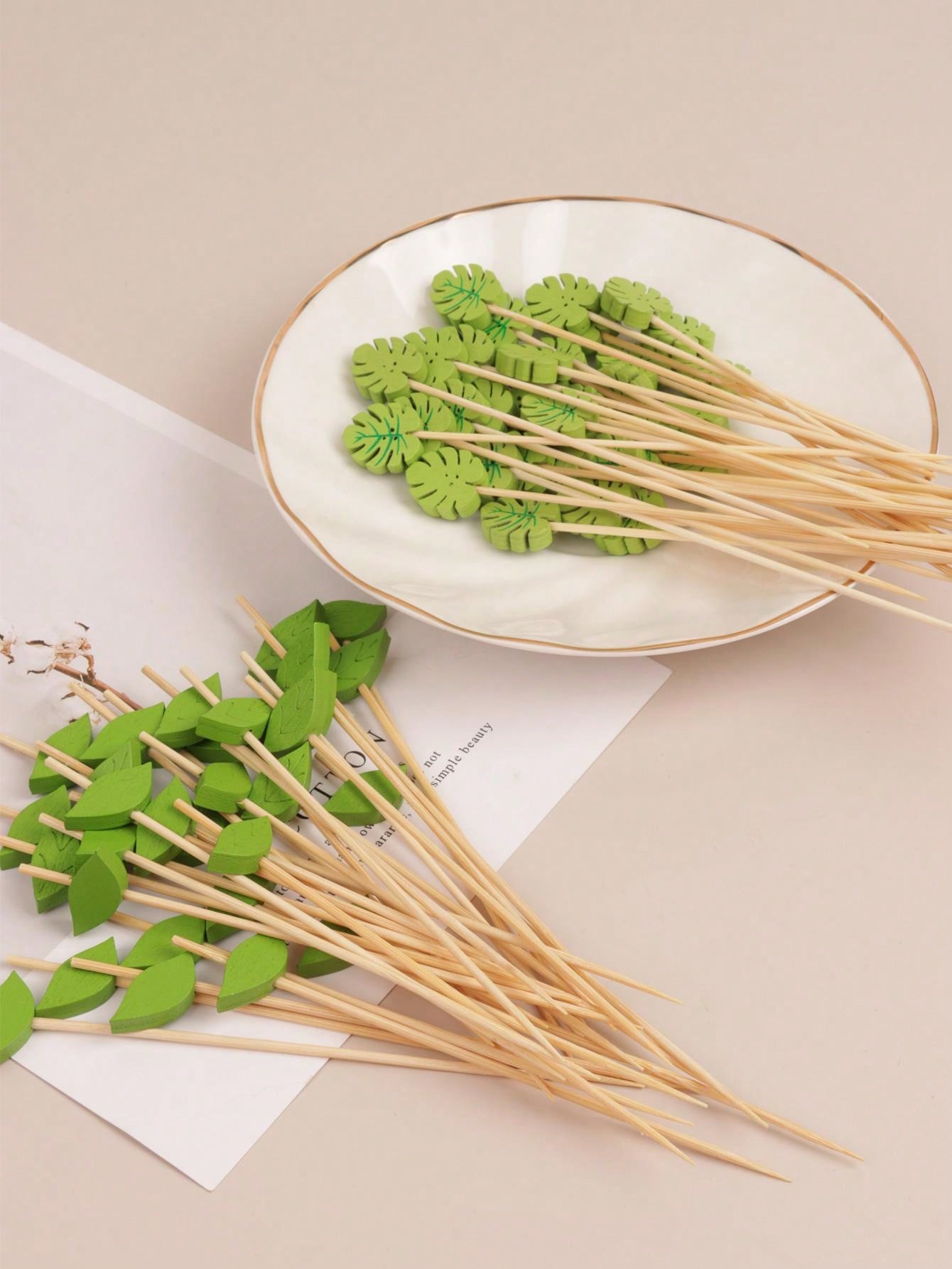 100pcs Disposable Fruit Picks, Bamboo And Flower Shaped, Creative Art ...