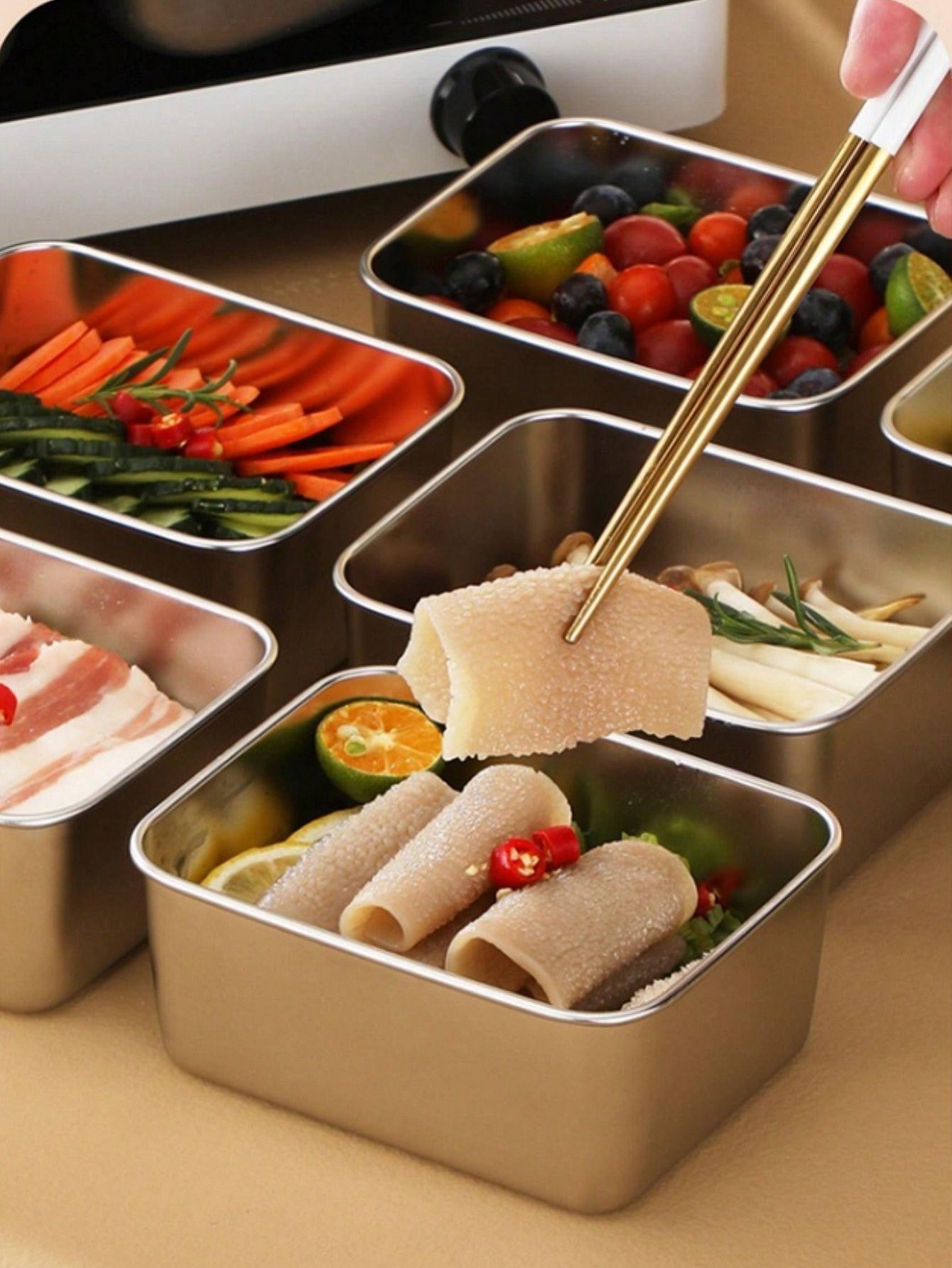Stainless Steel Mini Food Container, Food Storage Box, Hot Pot Prep ...