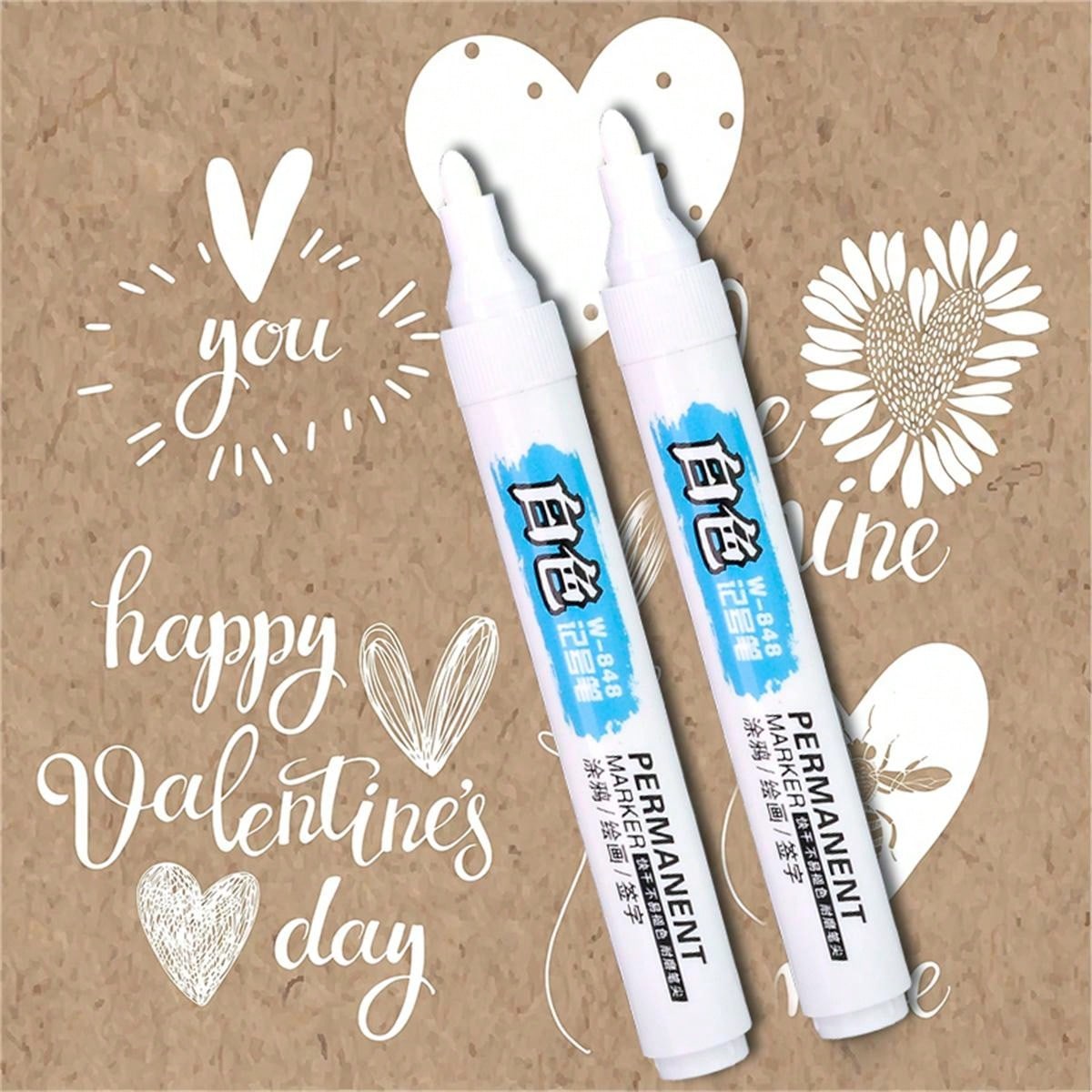 2pcs White Marker Pen, Water-Based Full White Highlighter Pen, 1.0mm ...