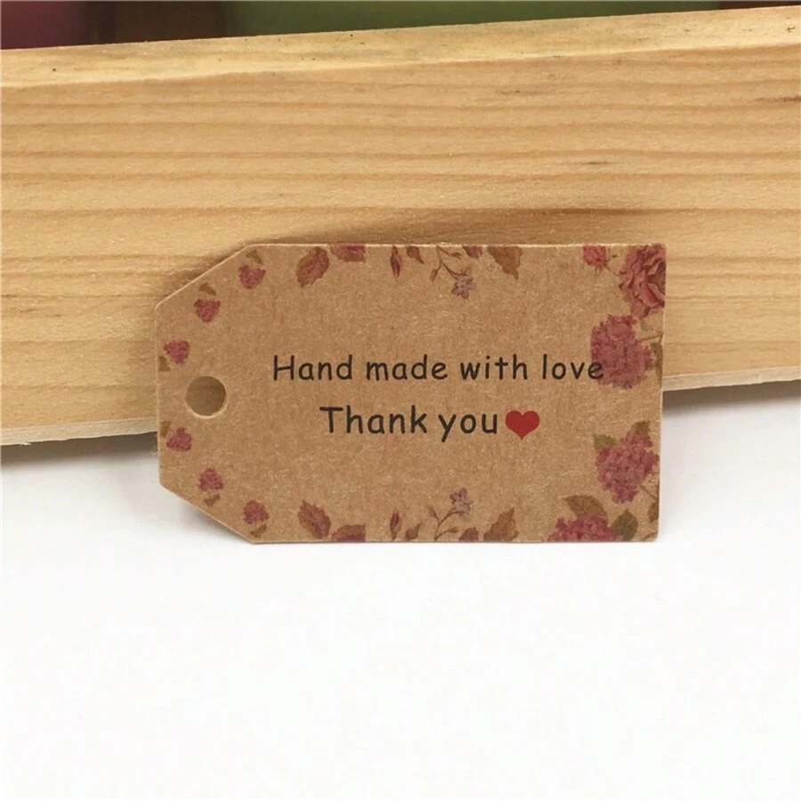 100pcs Handmade Paper Gift Tag With Thank You Message For Gift Wrapping ...