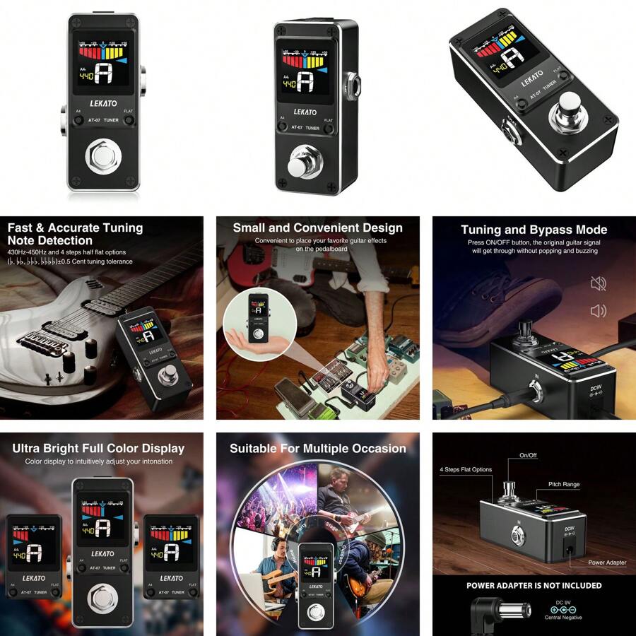 LEKATO Guitar Tuner Pedal with True Bypass, Chromatic Tuner Pedal for ...