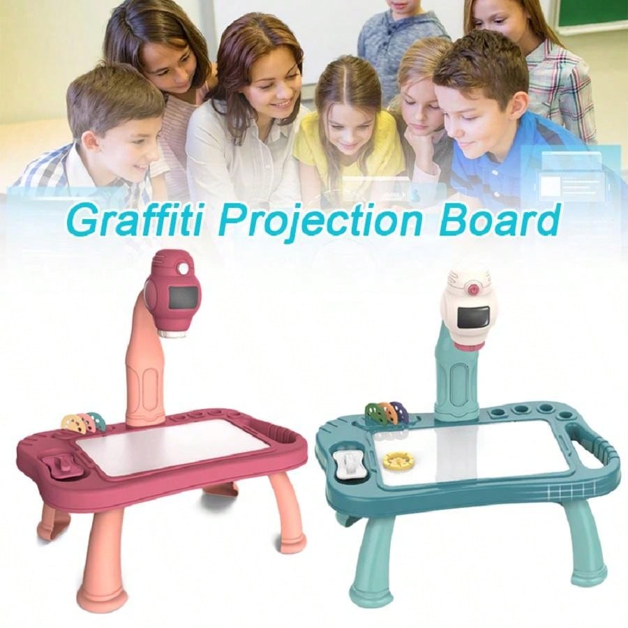 Blue Color Smart Projector Kids Painting Table Set Projector ...